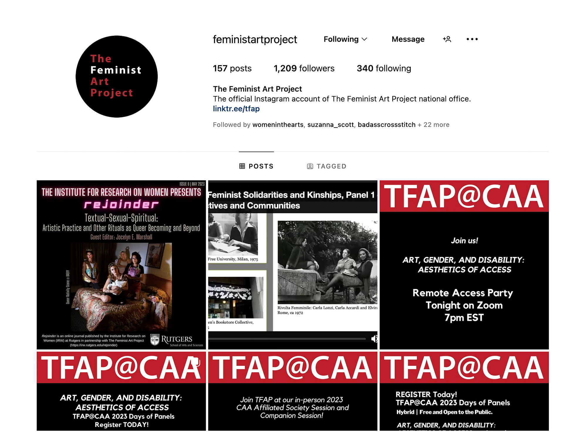 Instagram — The Feminist Art Project (Rutgers) - TFI