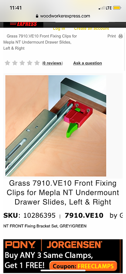 Grass Dynamic NT Drawer Clip (R) : SWISCO.com