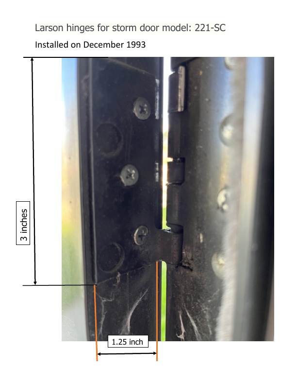 Searching for larson hinges for storm door model 221-SC : SWISCO.com
