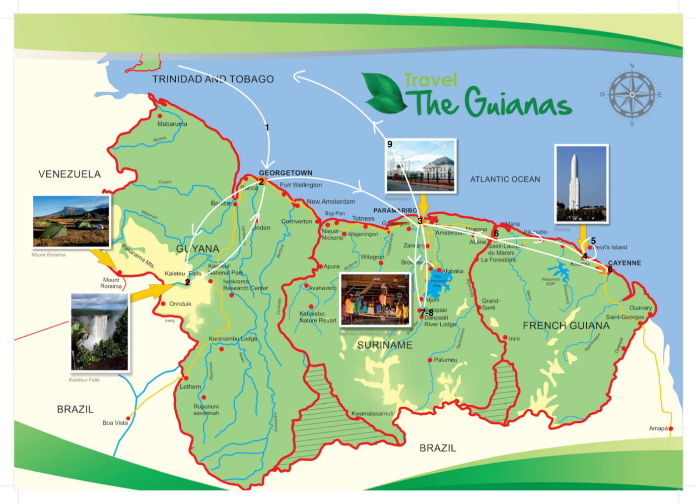 3 Guianas tour 9 days package in South America's treasure Guianas