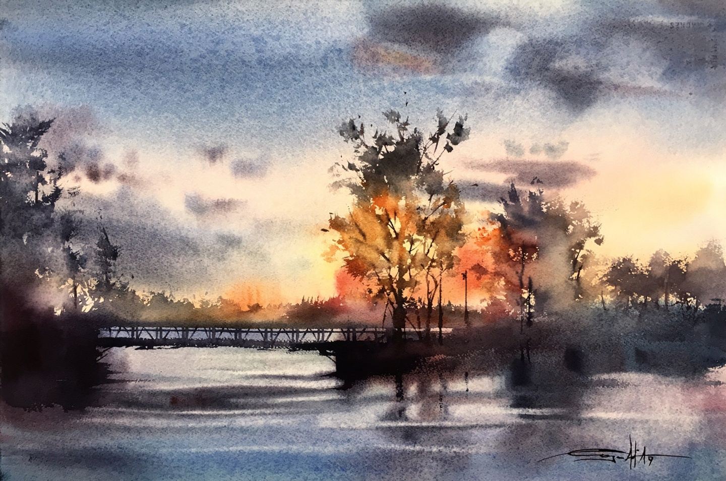 Michael Solovyev - Watercolor Landscape in Glastonbury, CT, USA