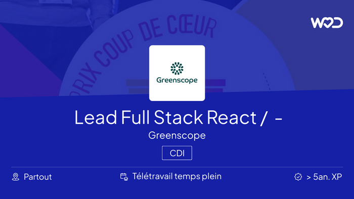 Lead Full Stack React Nodejs 100 Remote Possible Greenscope It Job 