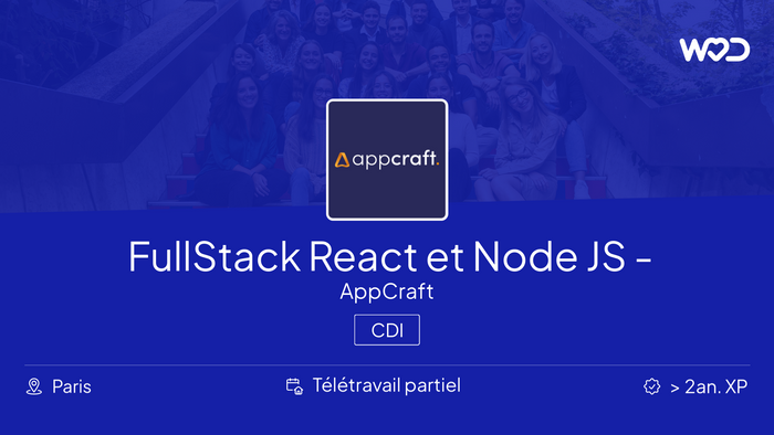 FullStack React et Node JS - CDI - AppCraft - IT job