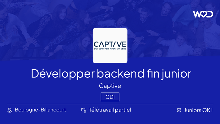 Développer backend fin junior - Captive - IT job