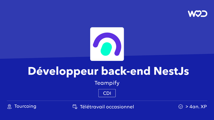 Développeur back-end NestJs (NodeJs) (F/H) - Teampify - IT job