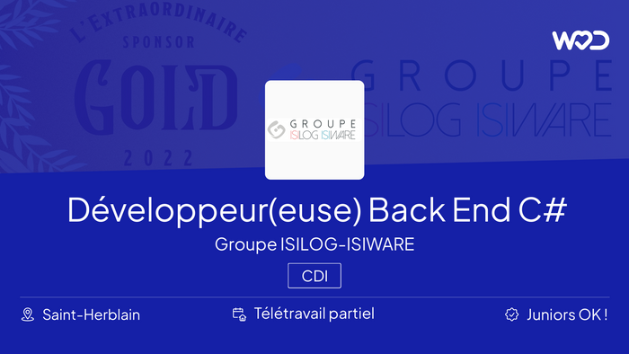 Développeur(euse) Back End C# .Net Core - Groupe ISILOG-ISIWARE - IT job