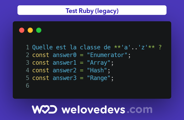 What is the output of the following Ruby code? `1..5.to_a`