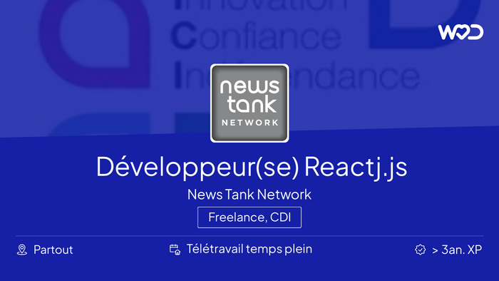 Développeur(se) Reactj.js Front - IT job