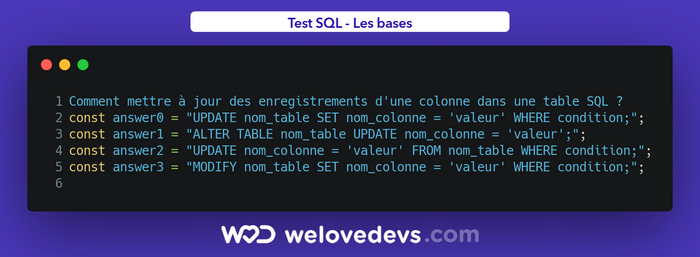 Update a column in an SQL table