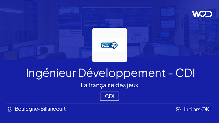 Ingénieur Développement Senior Cdi F H La Française Des Jeux It Job