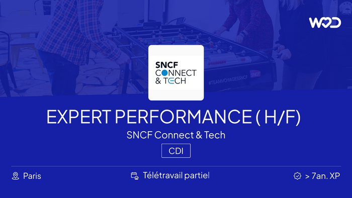 EXPERT PERFORMANCE ( H/F) - SNCF Connect & Tech - IT job