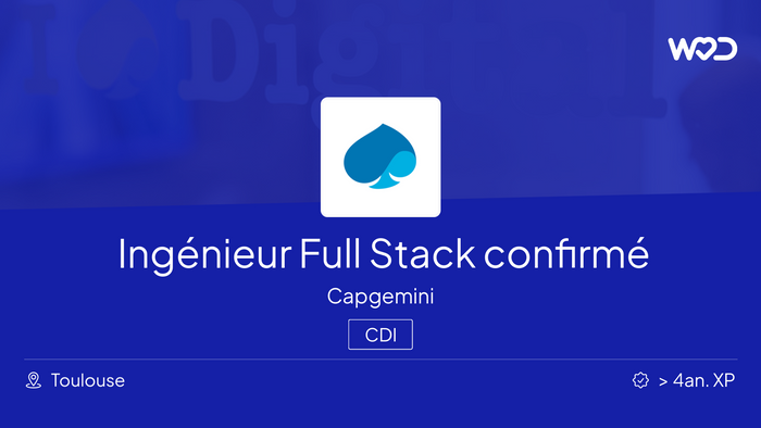 Ingénieur Full Stack confirmé F/H - Capgemini - IT job