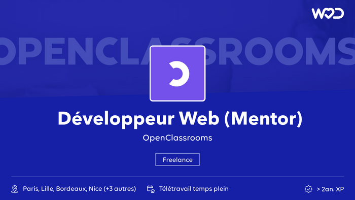 Développeur Web (Mentor) - OpenClassrooms - IT job
