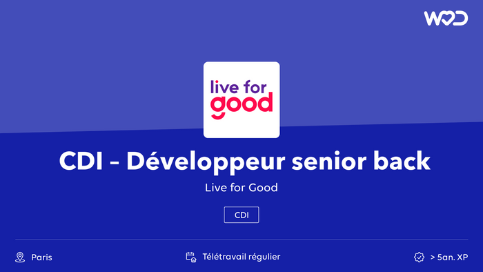 CDI – Développeur senior back end JavaScript - Entreprise à impact ...