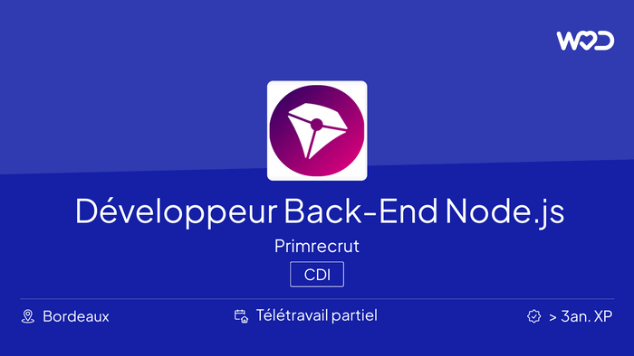 Développeur Back-End Node.js F/H - Primrecrut - Emploi IT