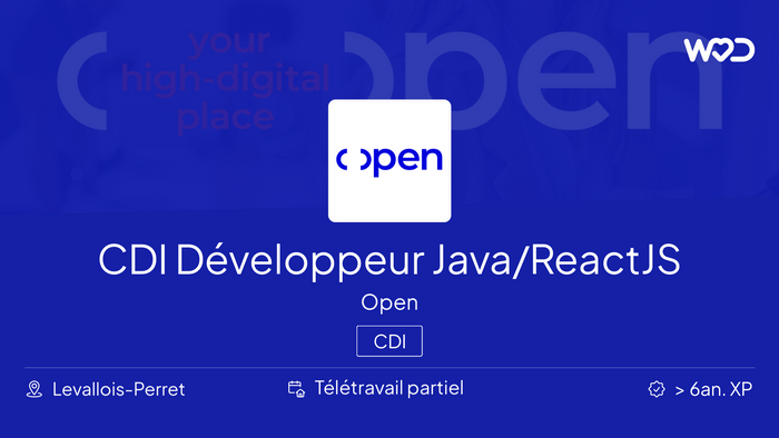 CDI Développeur Java/ReactJS (avec Anglais) - Secteur Banque/Finance (F/H) - Open - Emploi IT