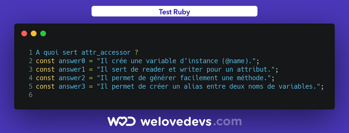 Quel est le résultat du code suivant ? class Person attr_