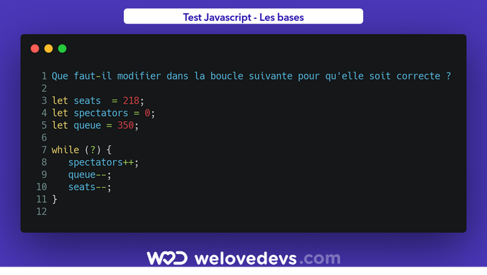 Corrigez la boucle Javascript suivante: