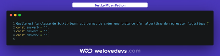 Créer une instance d'un algorithme de régression logistique