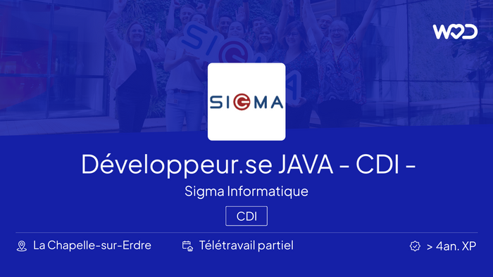 Développeur.se JAVA - CDI - 44 - Sigma Informatique - IT job